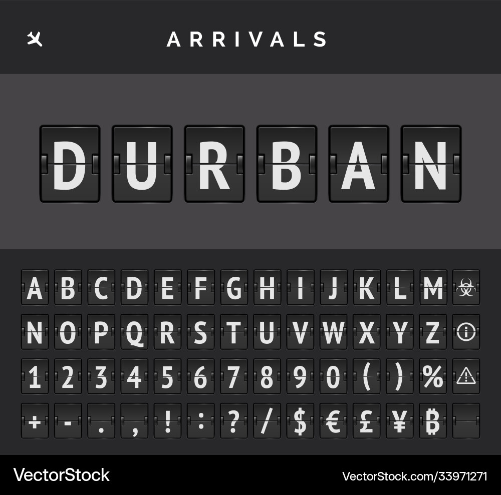 Mechanical airport flip board font flight Vector Image