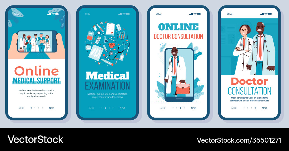 Mobile app on phone screen for online medical Vector Image