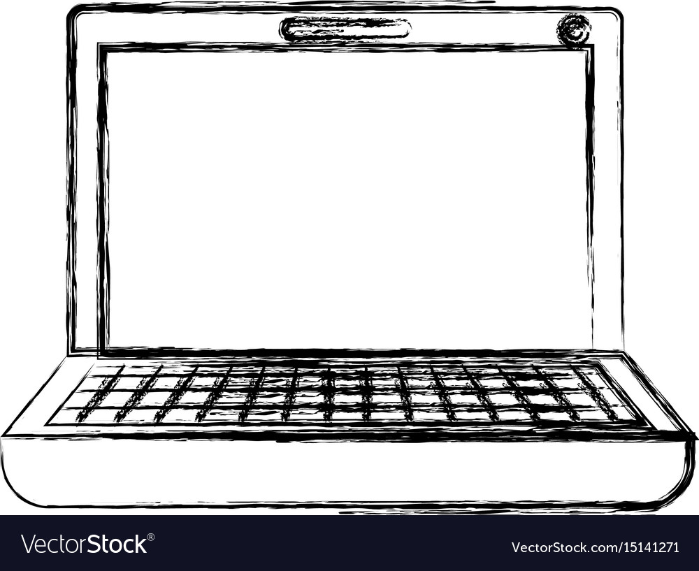 Monochrome Blurred Silhouette Of Laptop Computer Vector Image