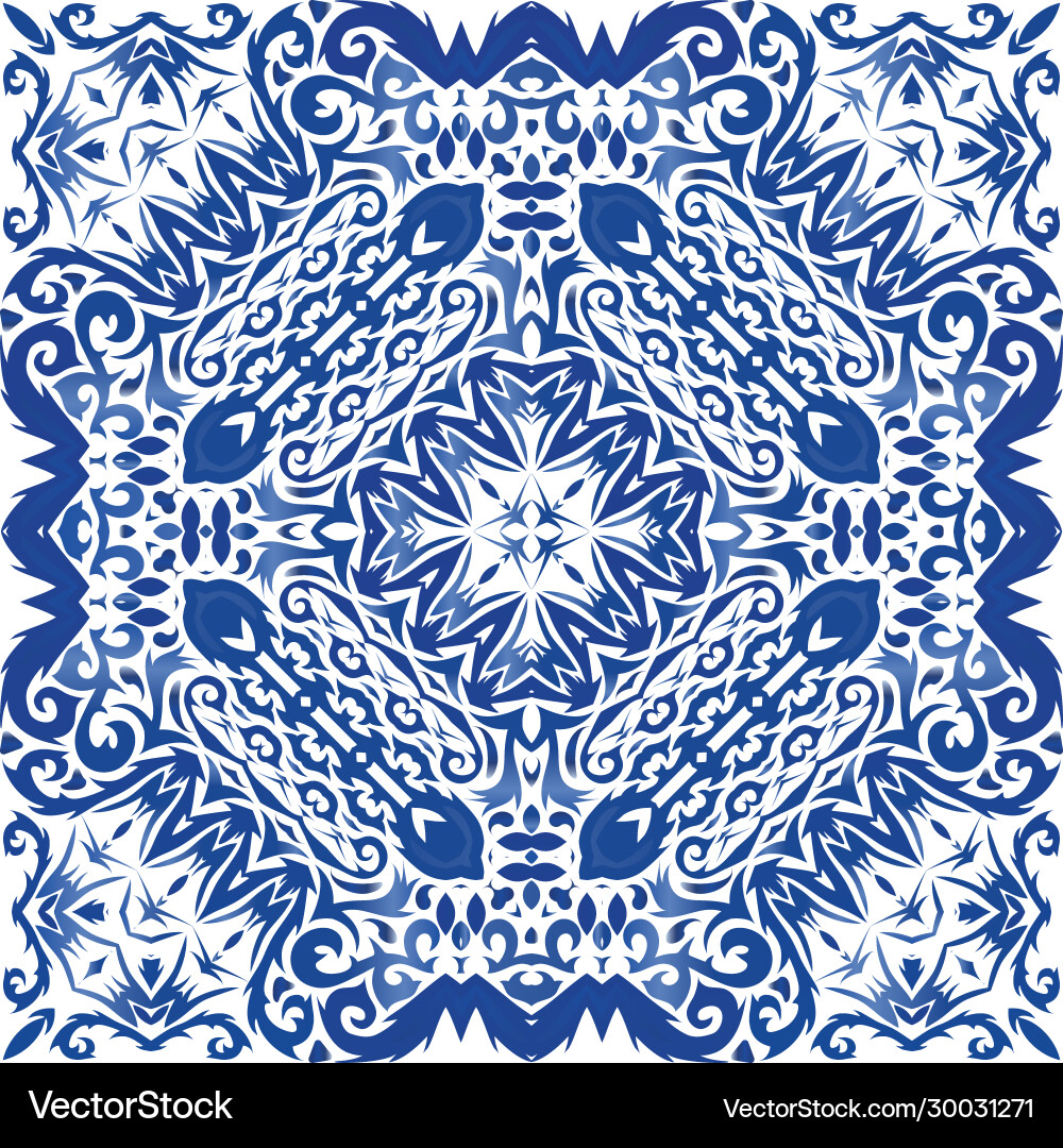 Ornamental motive in colored ceramic tiles Vector Image