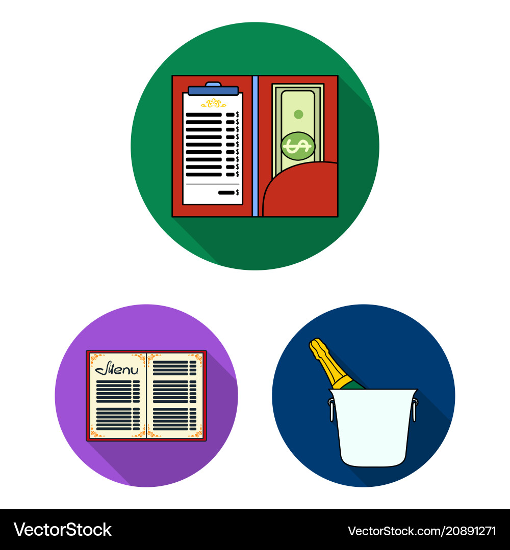 Restaurant and bar flat icons in set collection Vector Image