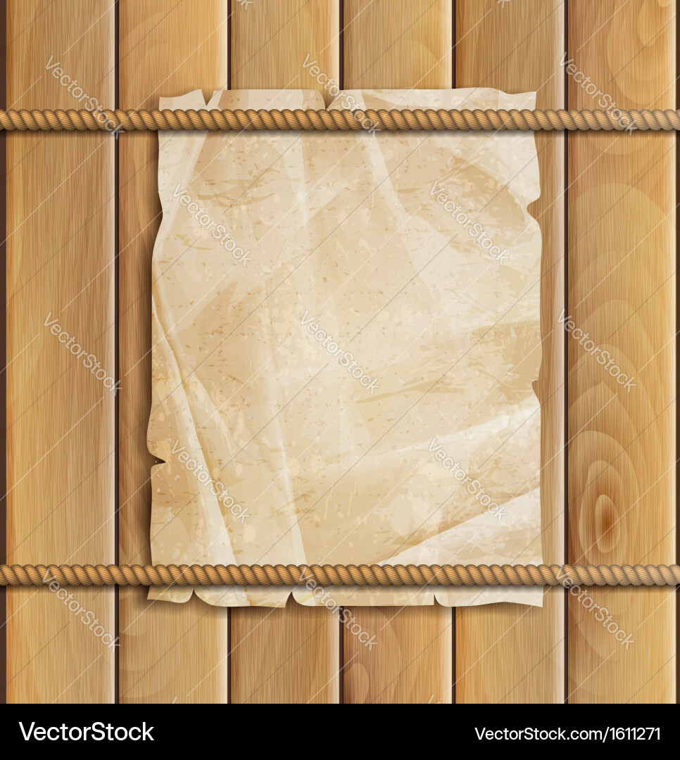 Rope paper and wood background Royalty Free Vector Image