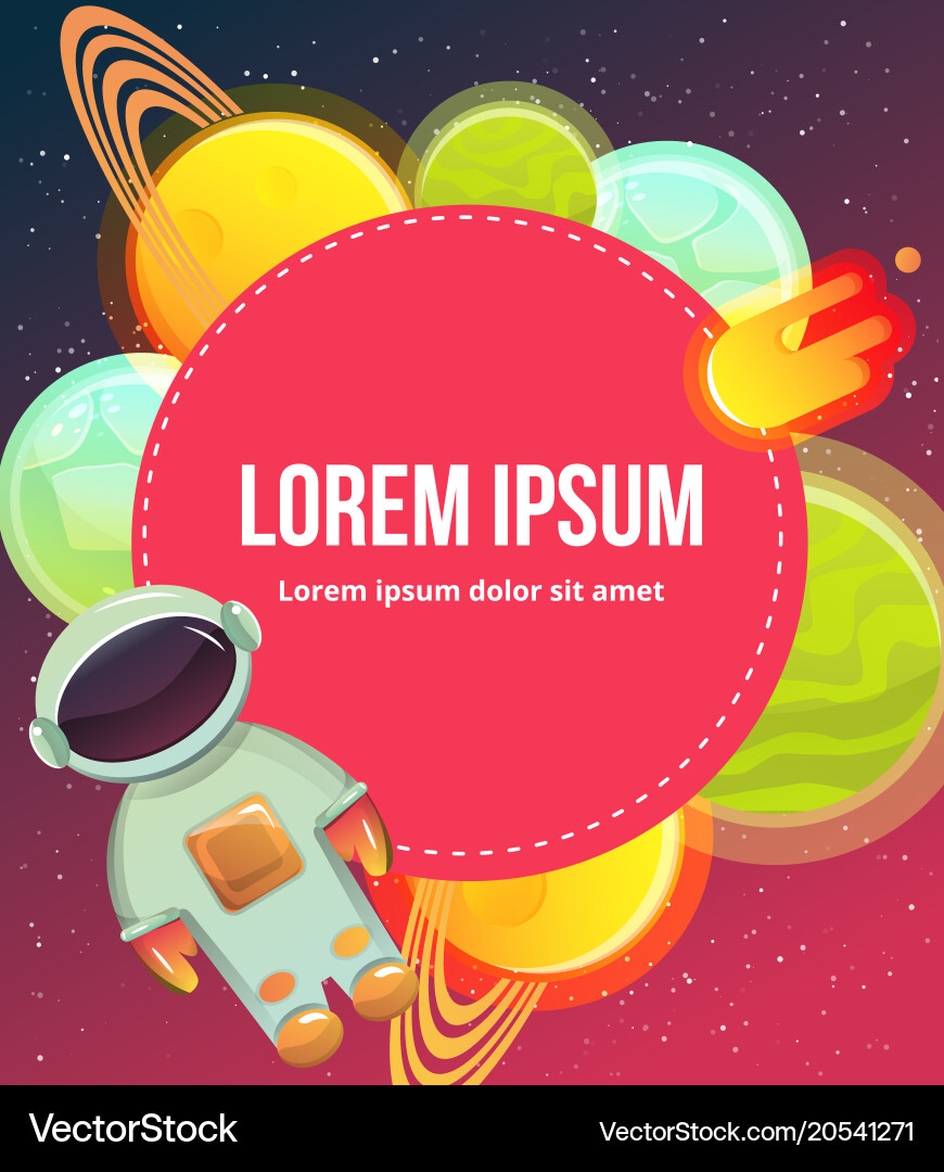 Space banner with planets astronaut stars Vector Image