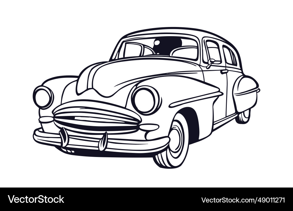 Stylish abstract retro car line art drawing Vector Image