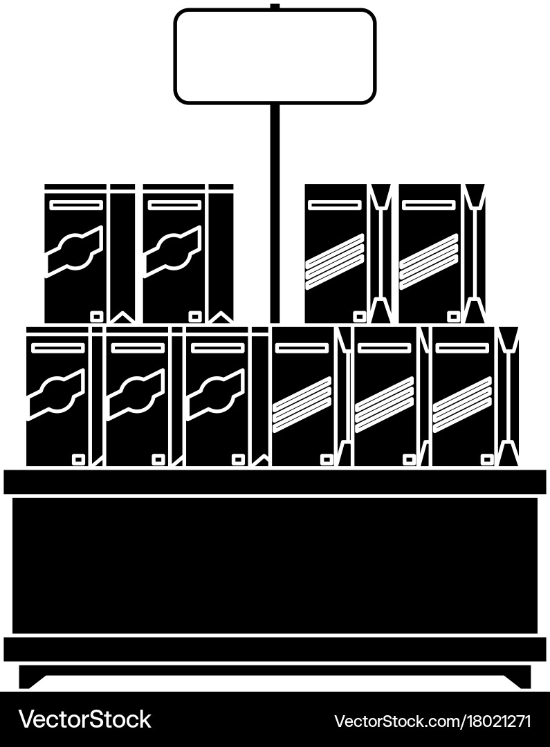 Supermarket shelf with products Royalty Free Vector Image