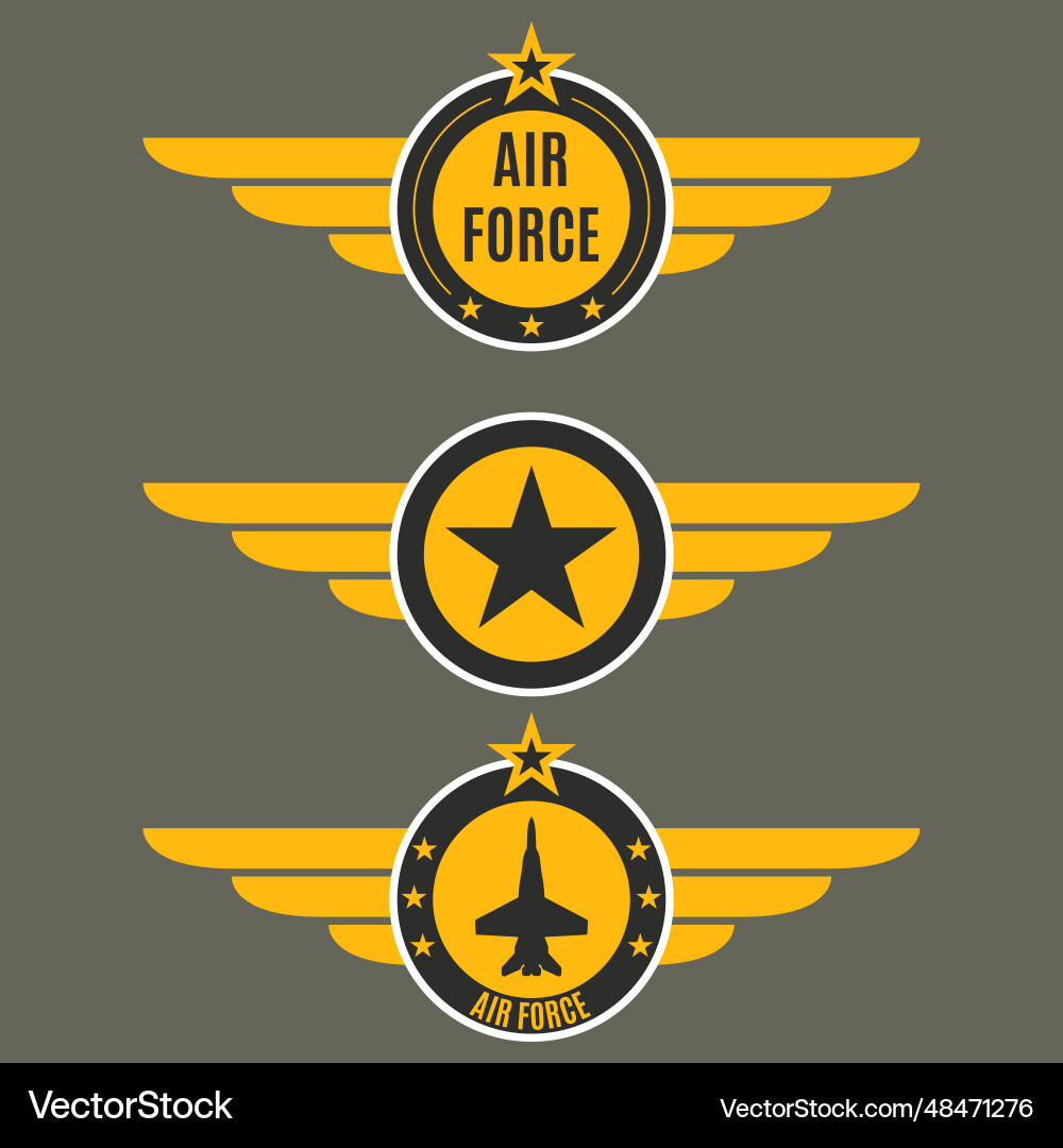 Air force badge set airforce logo with wings Vector Image