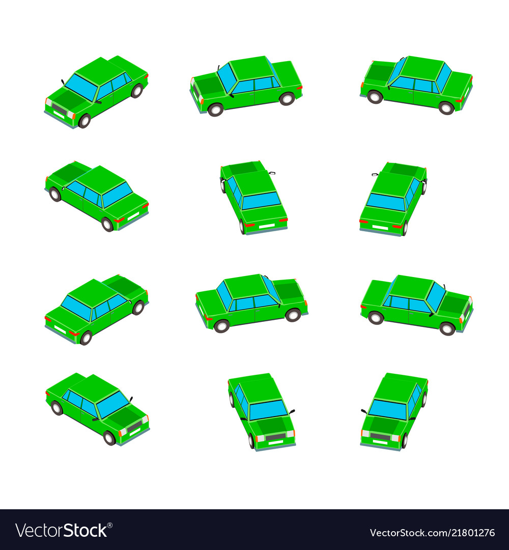 Animation of the rotation car in isometric Vector Image