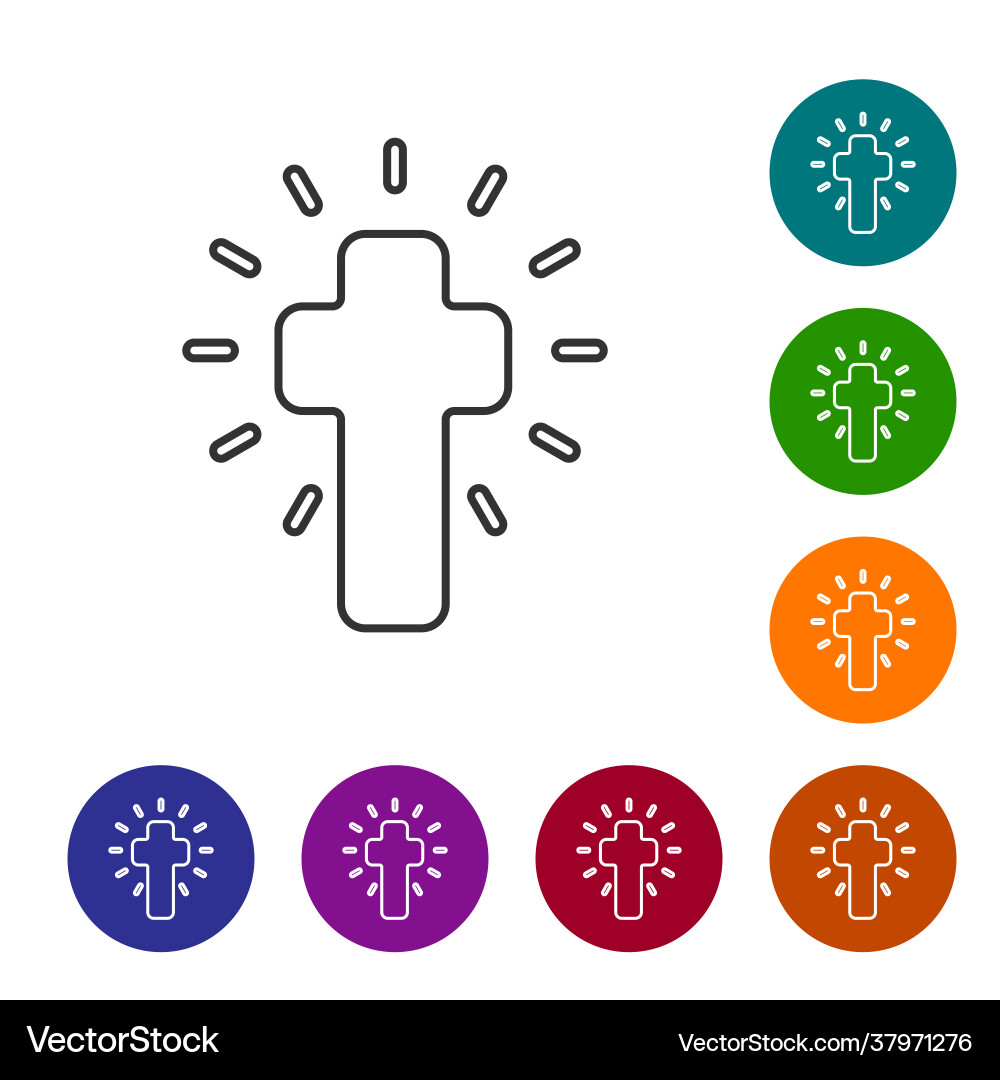 Black line christian cross icon isolated on white Vector Image