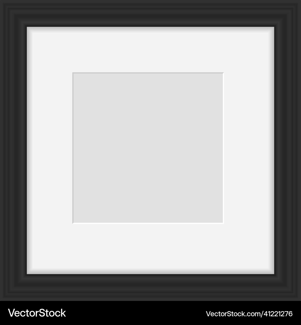 Black picture frame realistic border mockup Vector Image