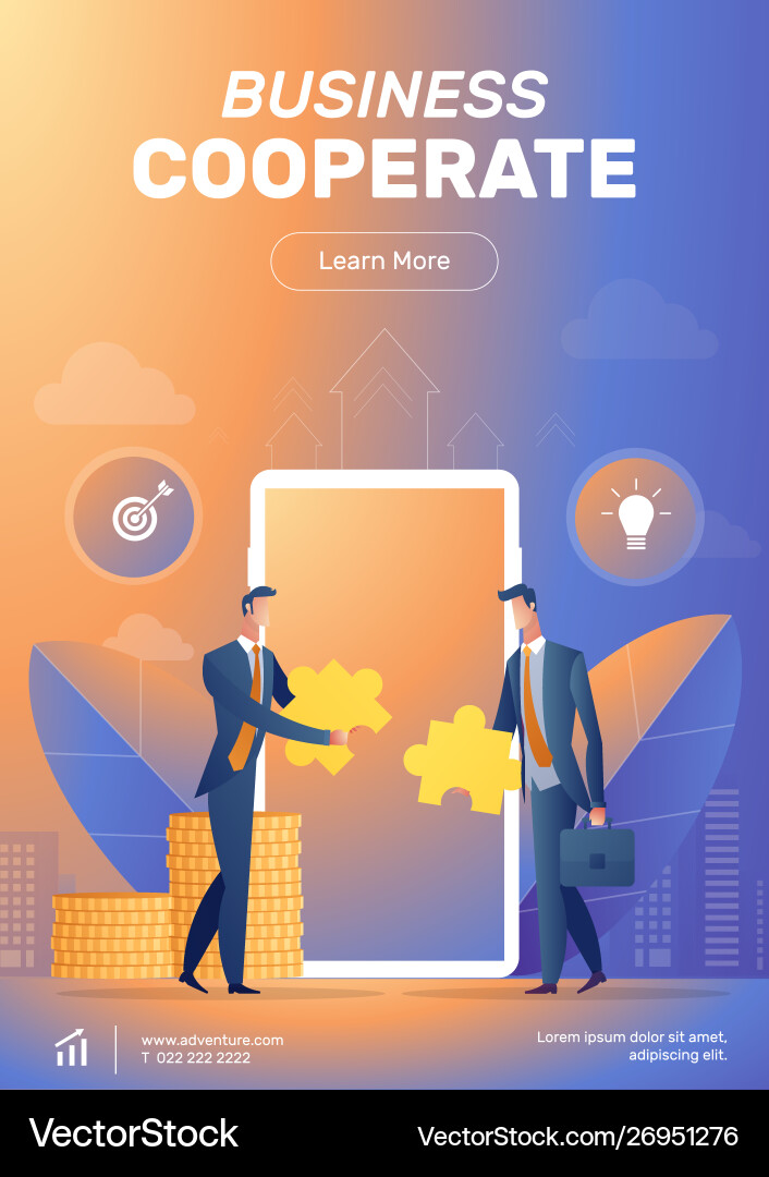 Businessman cooperate startup team poster layout Vector Image