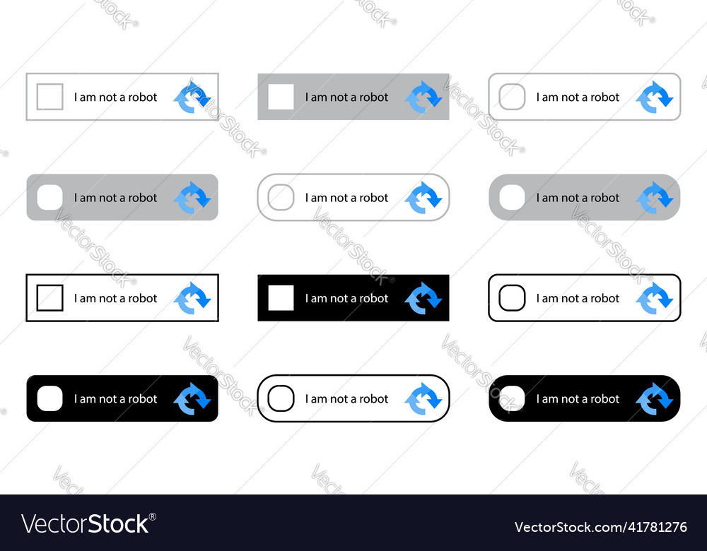 Captcha robot code recaptcha button test Vector Image