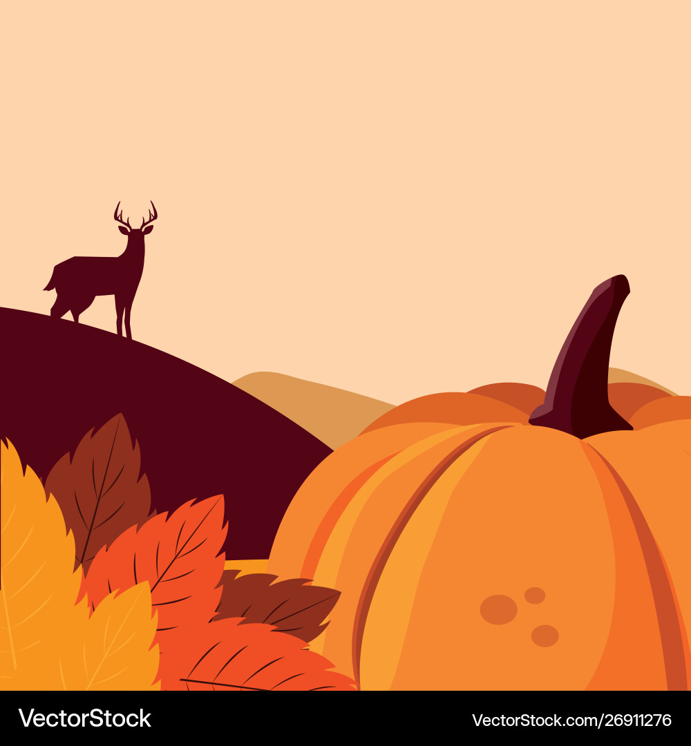 Deer happy autumn season flat design Royalty Free Vector