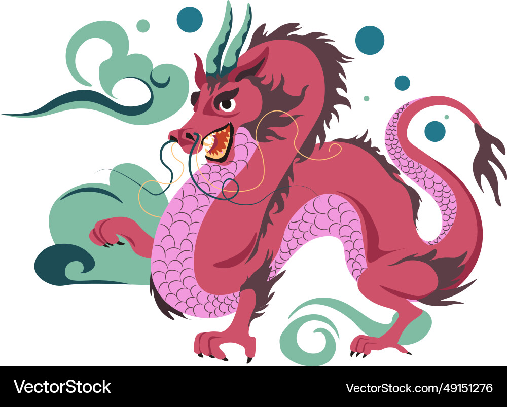 Fearsome dragon creature with horns and claws Vector Image