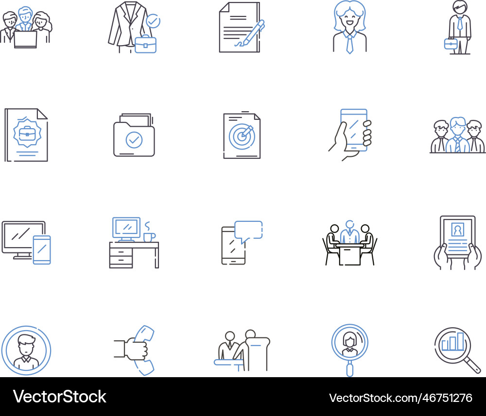 Hr manager outline icons collection Royalty Free Vector