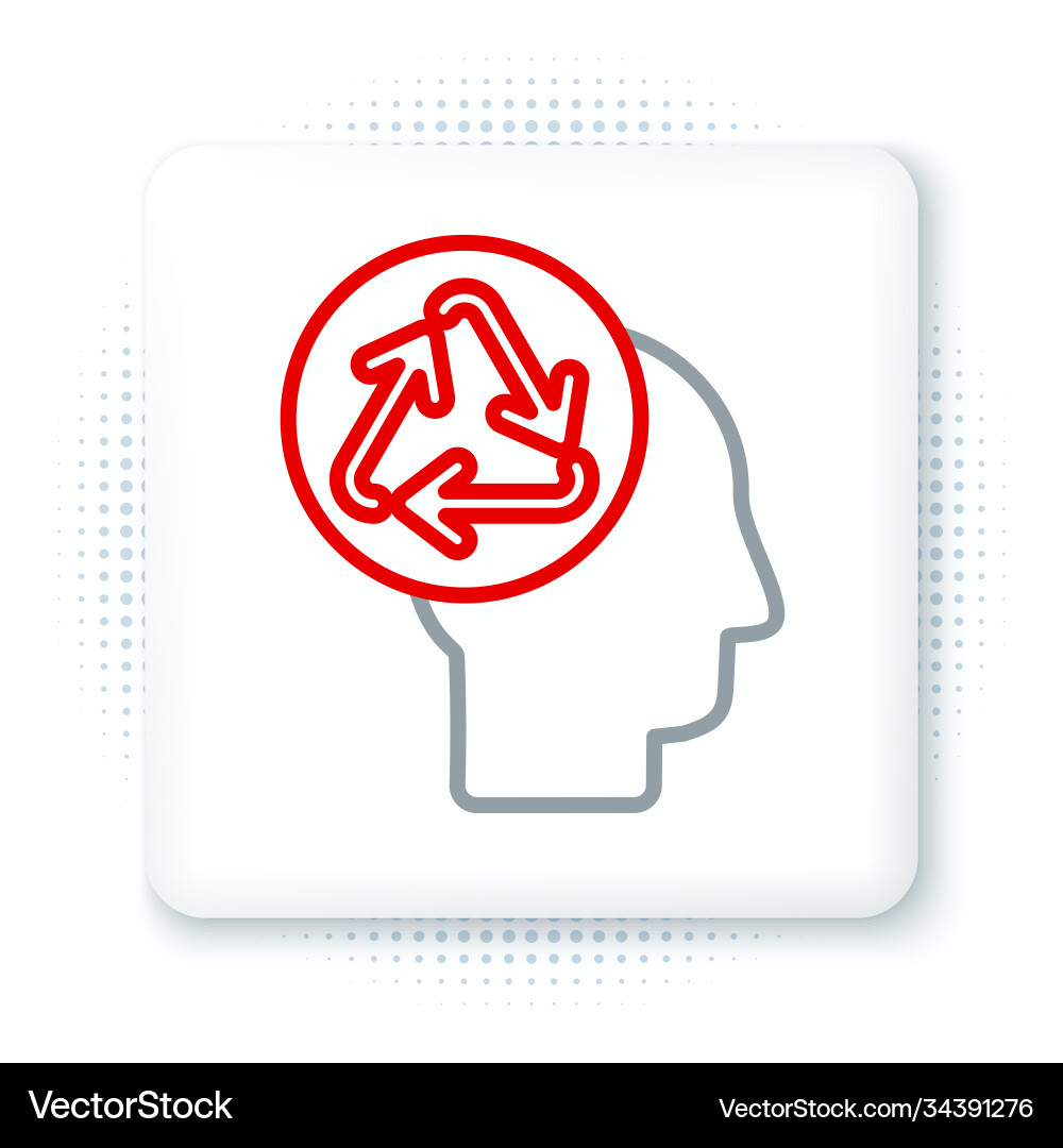 Line human head with recycle icon isolated Vector Image