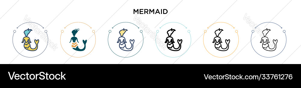 Mermaid icon in filled thin line outline Vector Image