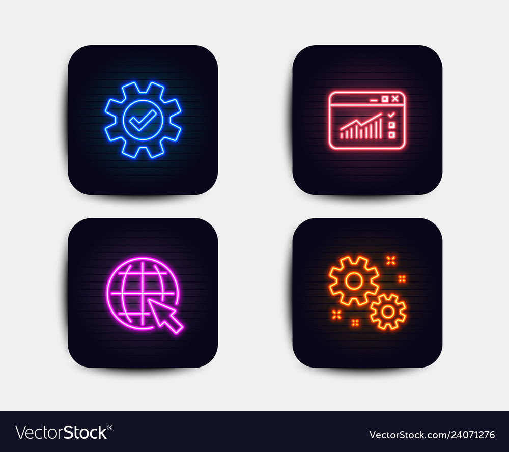 Neon glow lights set web traffic service Vector Image