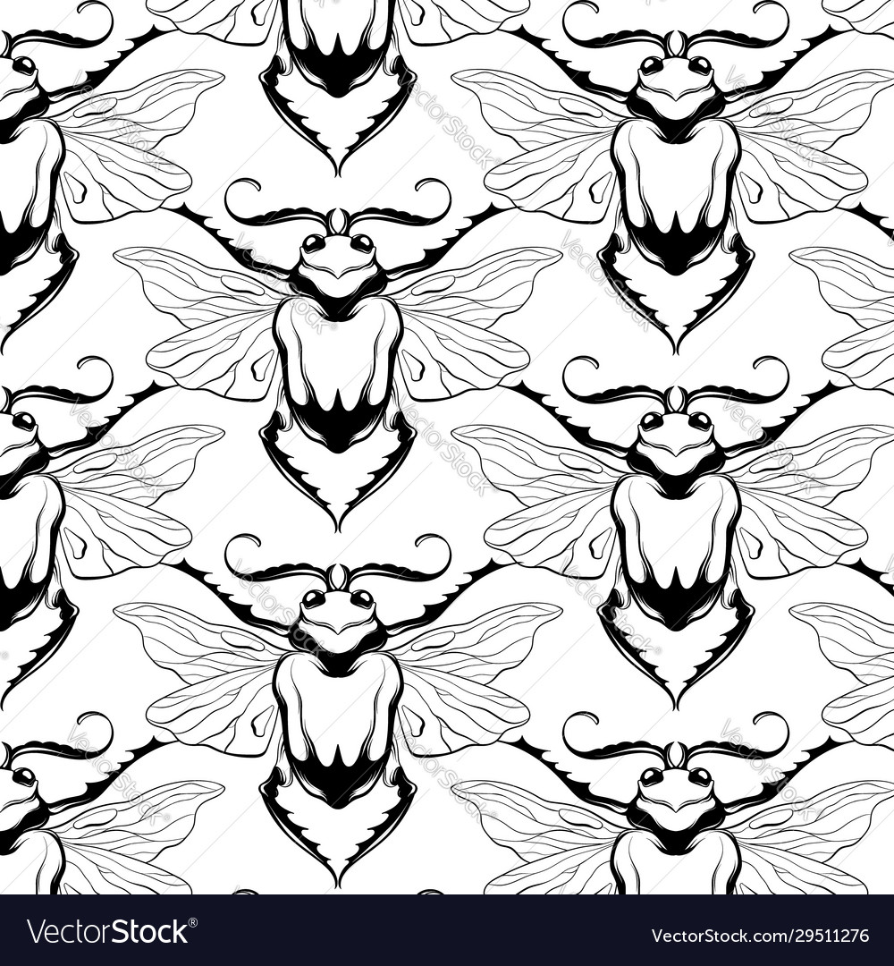 Pattern with hand drawn beetle Royalty Free Vector Image