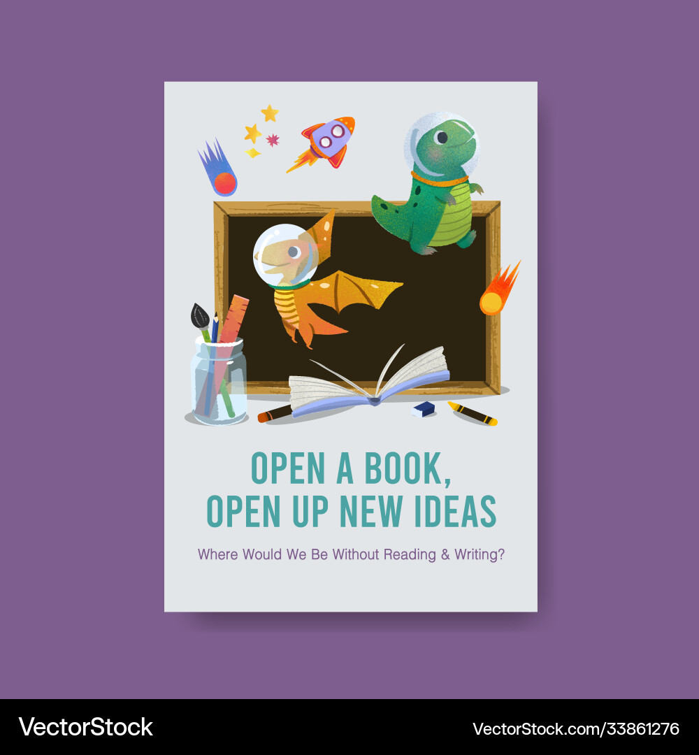 Poster template with international literacy day Vector Image