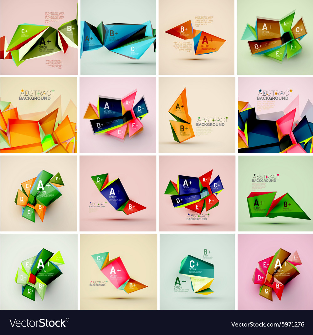 Set of triangle geometric 3d forms modern info Vector Image