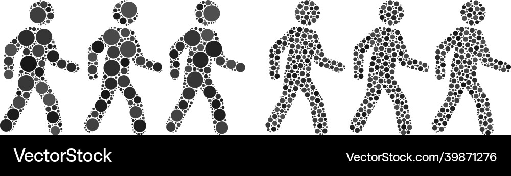 Spheric dot pedestrian people icon mosaic Vector Image