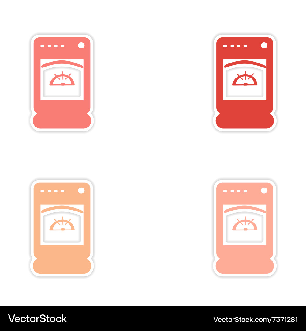 Assembly realistic sticker design on paper stove Vector Image