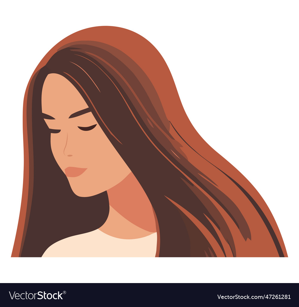 Beautiful woman with long brown hair smiling Vector Image