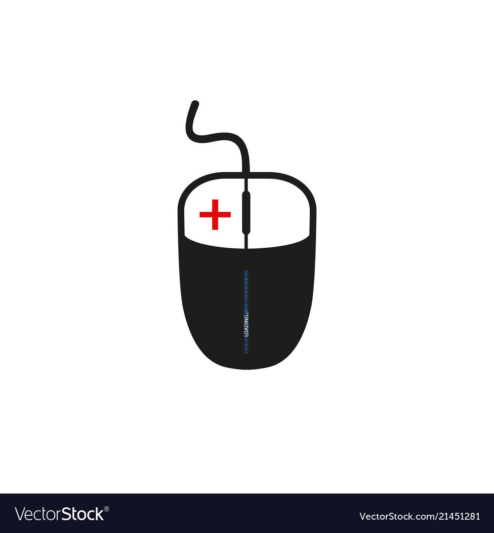 Computer mouse with plus and loading bar Vector Image