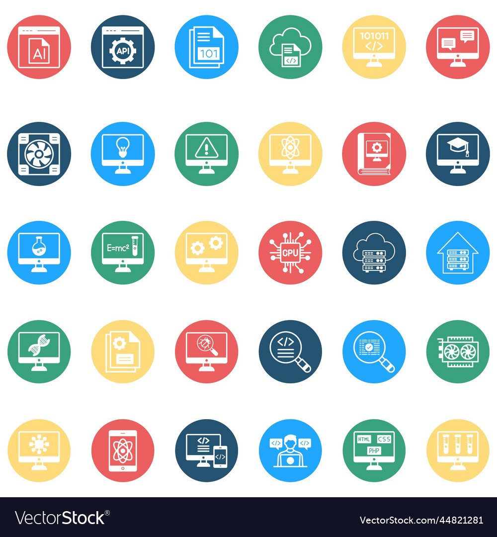Computer science icon pack Royalty Free Vector Image
