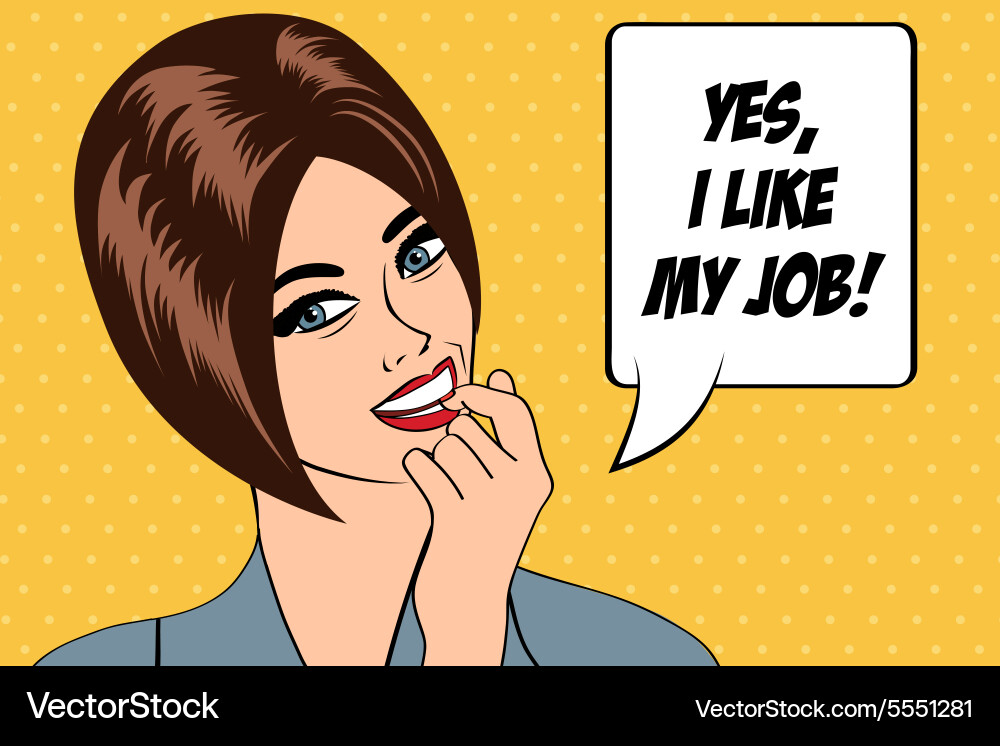 Cute retro woman in comics style with message Vector Image