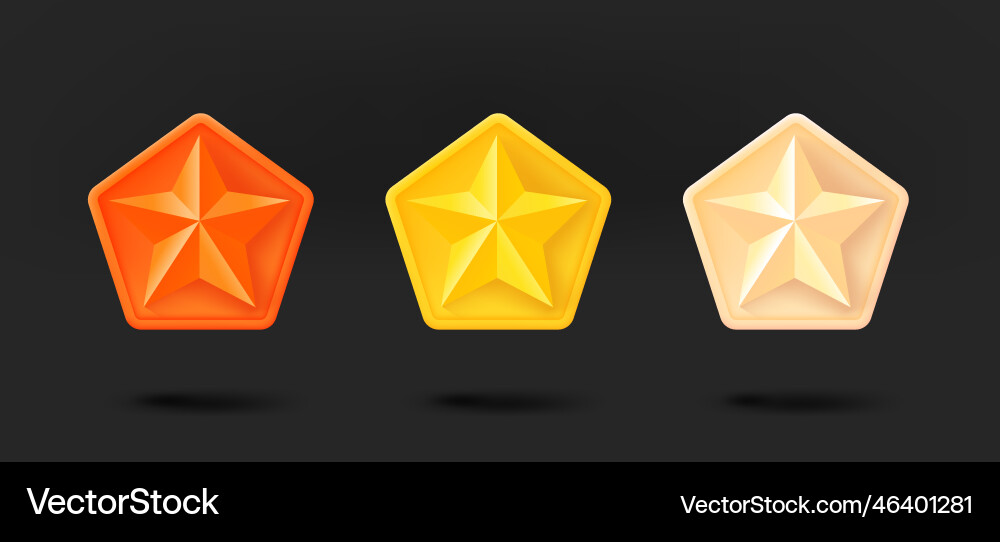 Different color star achievement icons collection Vector Image
