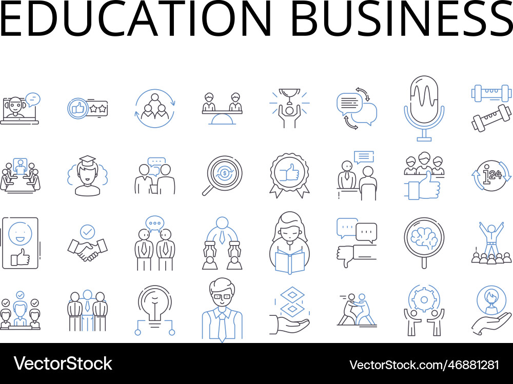 Education business line icons collection learning Vector Image
