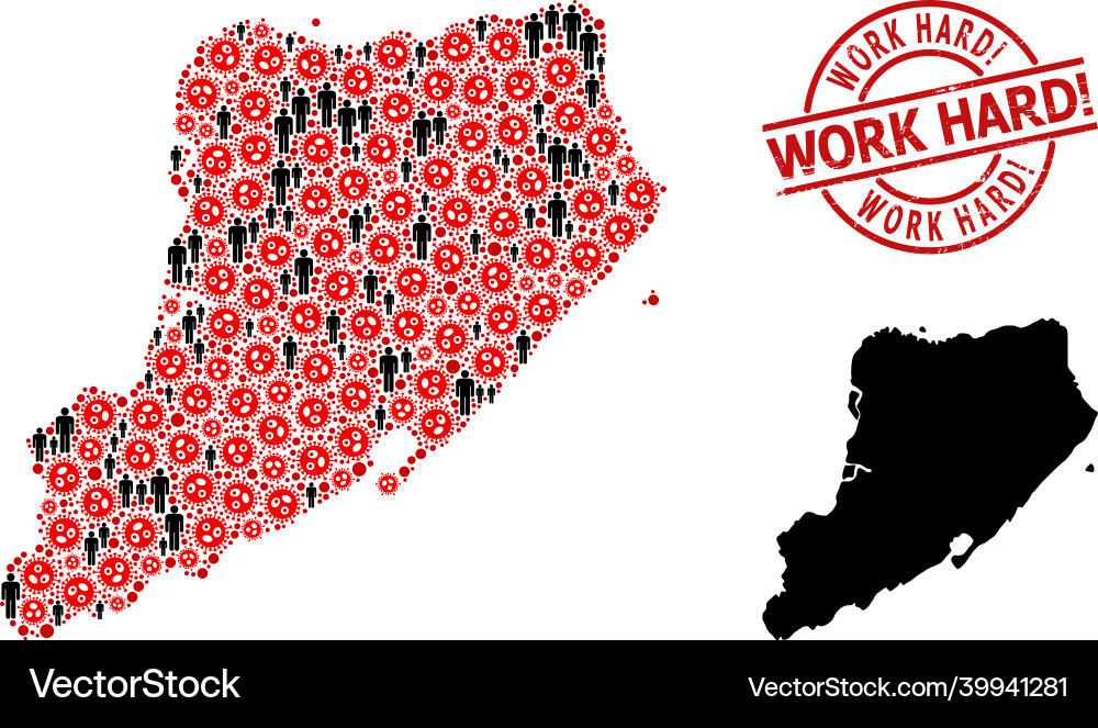 Grunge textured work hard exclamation stamp seal Vector Image