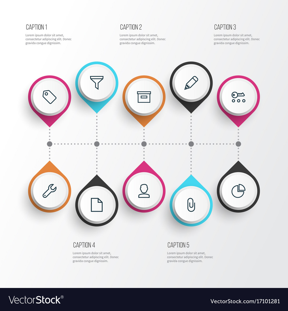 Interface outline icons set collection of file Vector Image