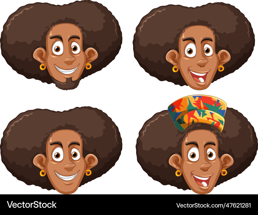 Man with afro hairstyle collection Royalty Free Vector Image
