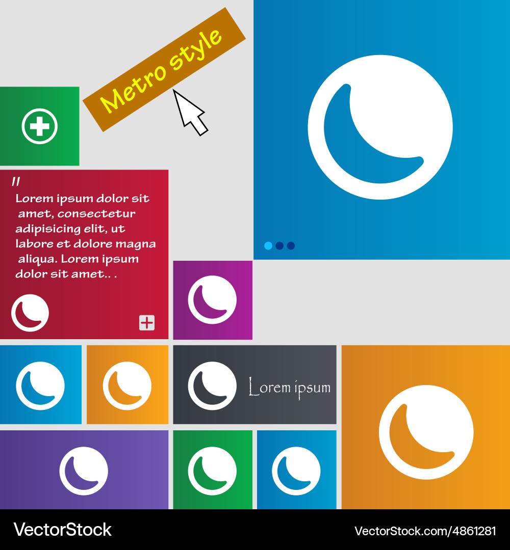 Moon icon sign metro style buttons modern Vector Image