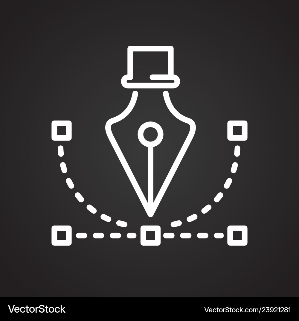 Pen tool line icon on black background for graphic