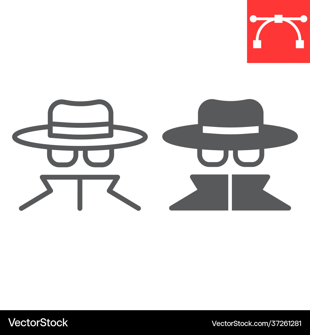 Spy agent line and glyph icon anonymity Royalty Free Vector