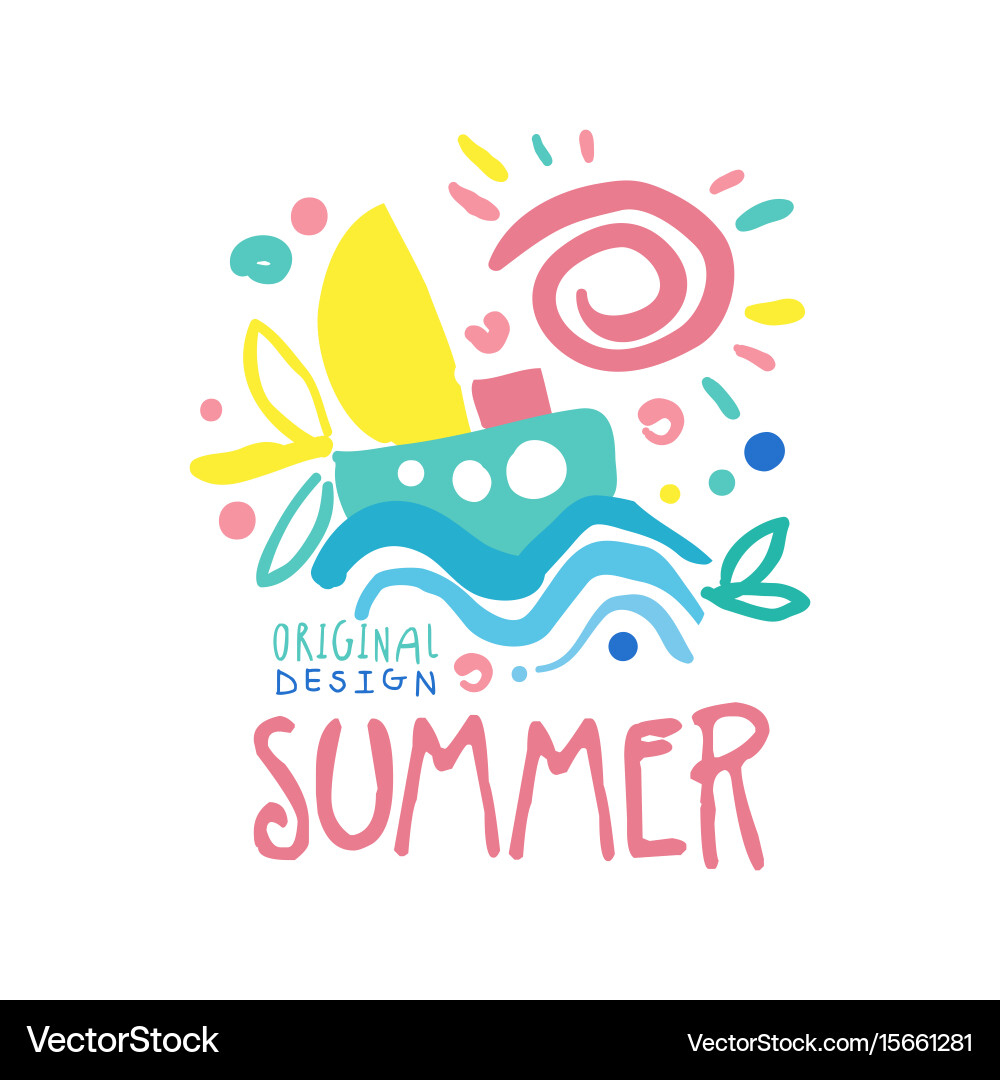 Summer logo template original design colorful hand