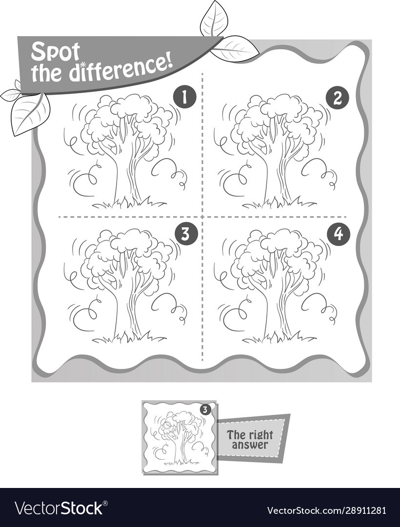 Tree wind spot difference black Royalty Free Vector Image