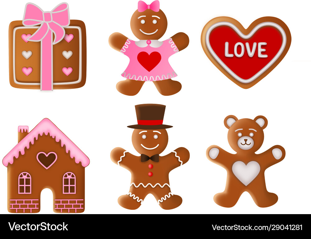 Valentine gingerbreads Royalty Free Vector Image