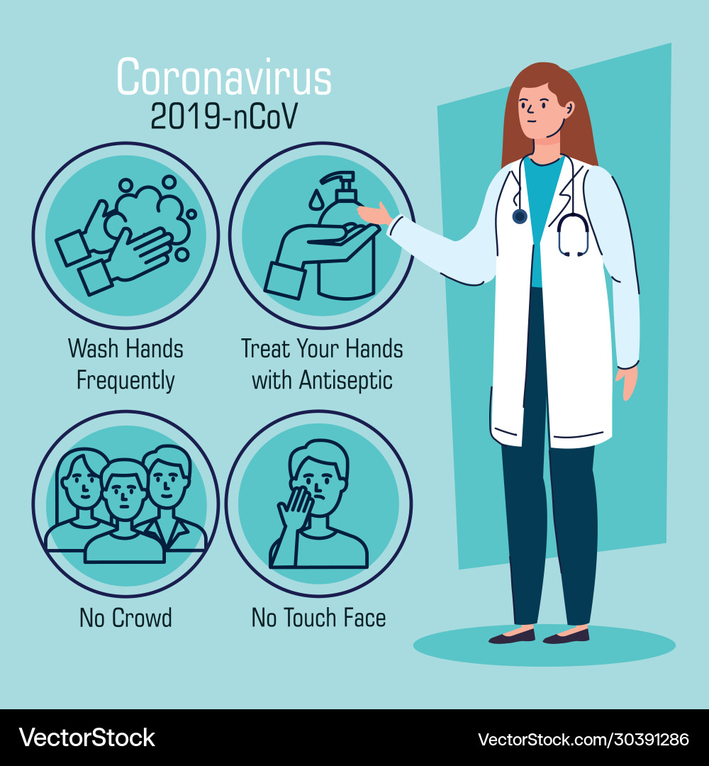 Doctor female with set recommendations Royalty Free Vector