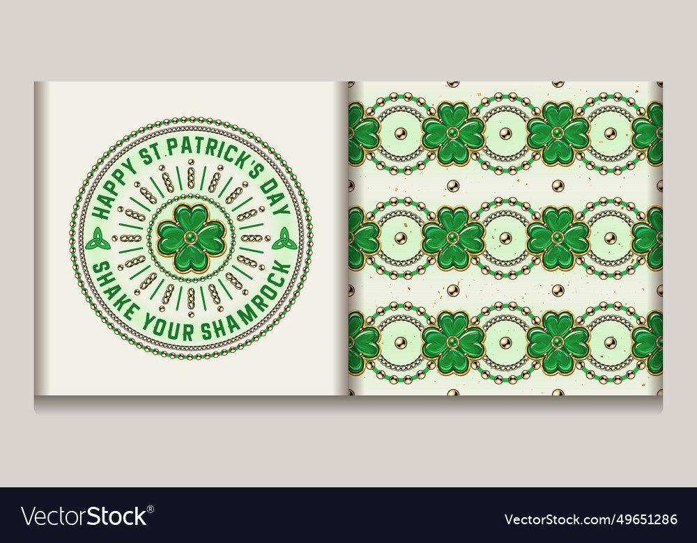 Geometric st patricks day pattern circular label Vector Image