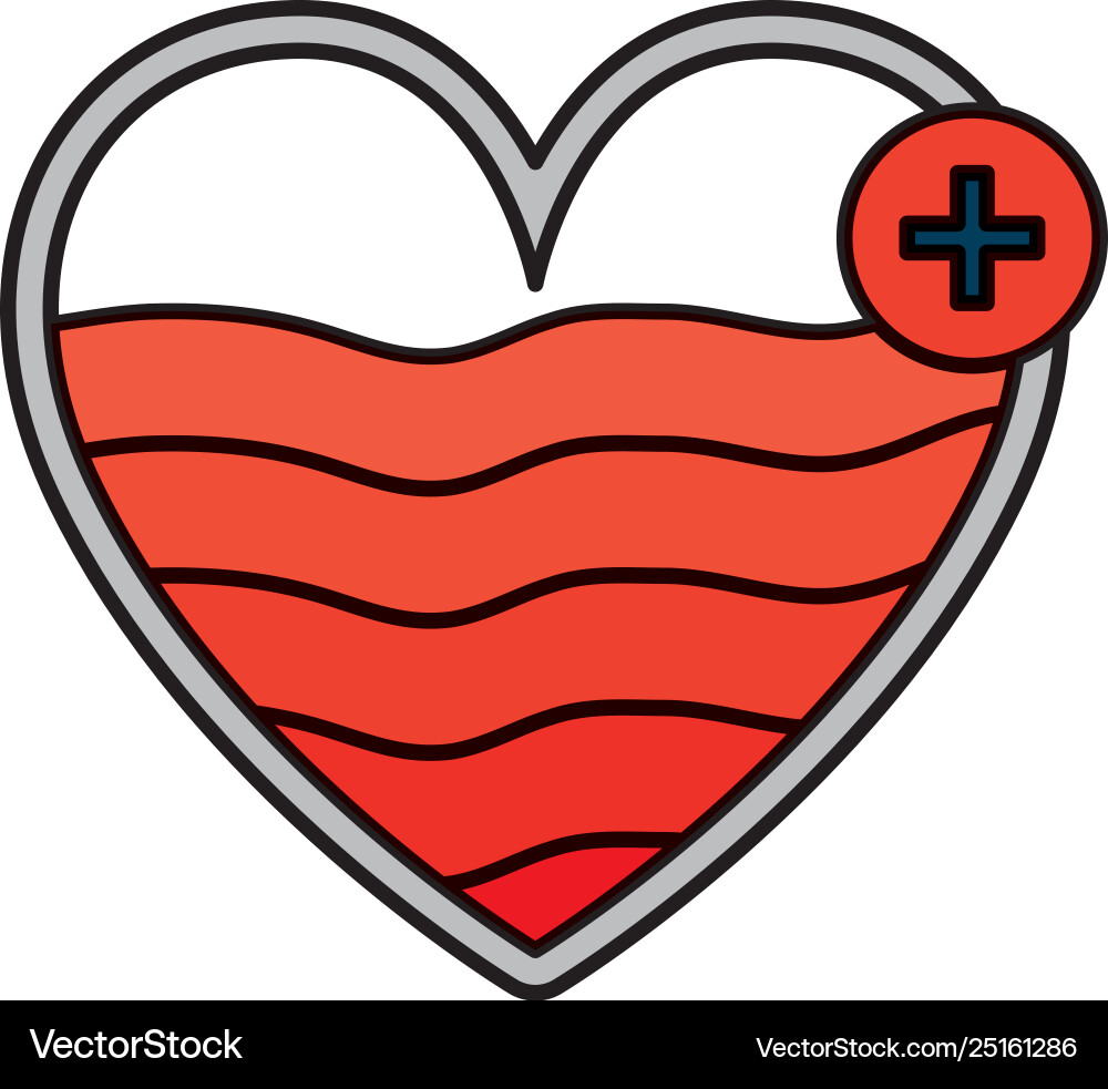 Heart cardio with pluss symbol Royalty Free Vector Image