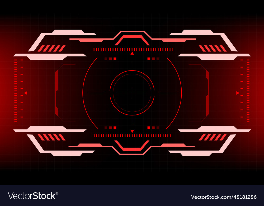 Hud sci-fi interface screen view red design Vector Image