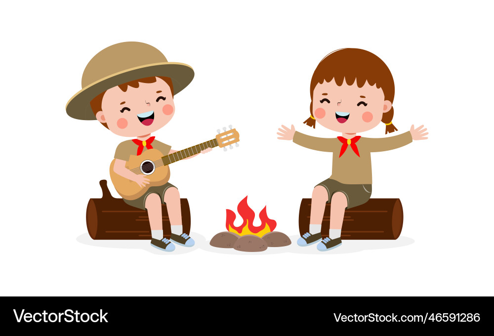 Kids summer camp and boy scout Royalty Free Vector Image