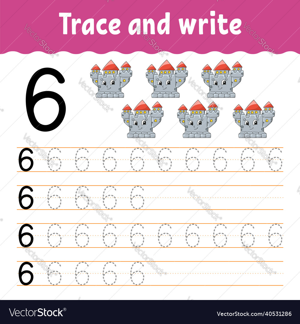 Learn numbers trace and write handwriting Vector Image