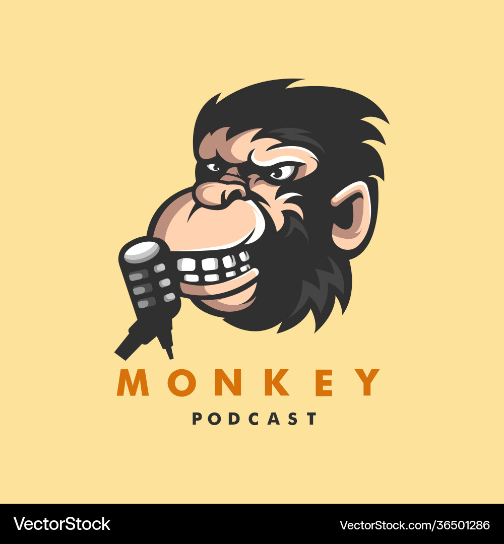 Monkey podcast logo Royalty Free Vector Image - VectorStock