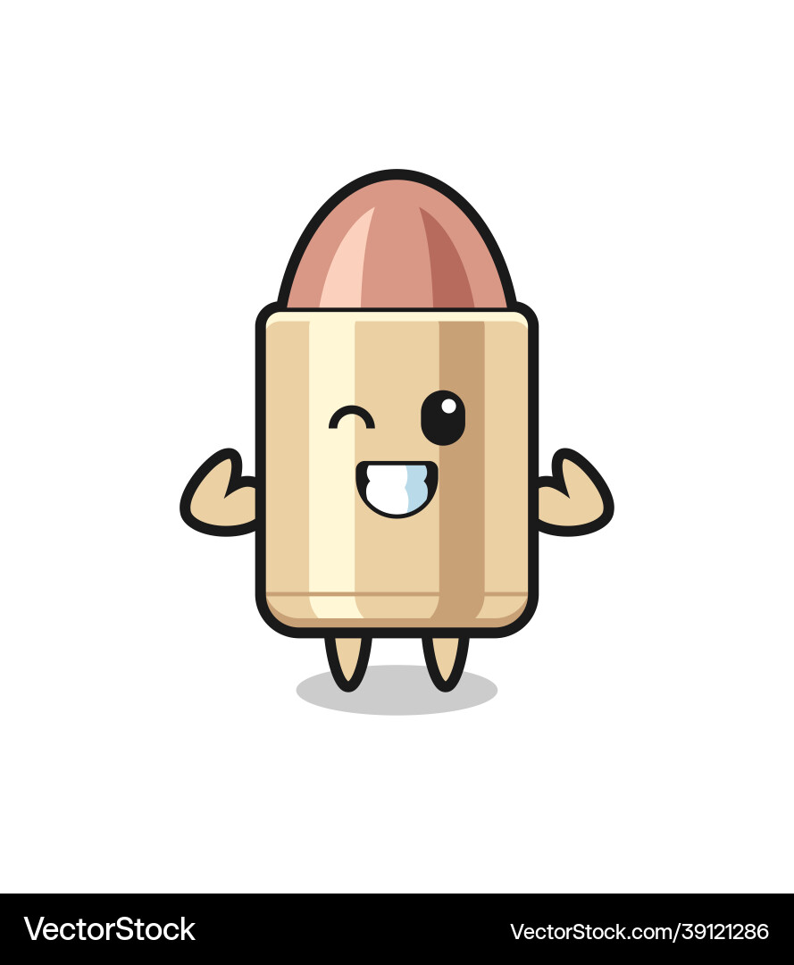 Muscular bullet character is posing showing his Vector Image