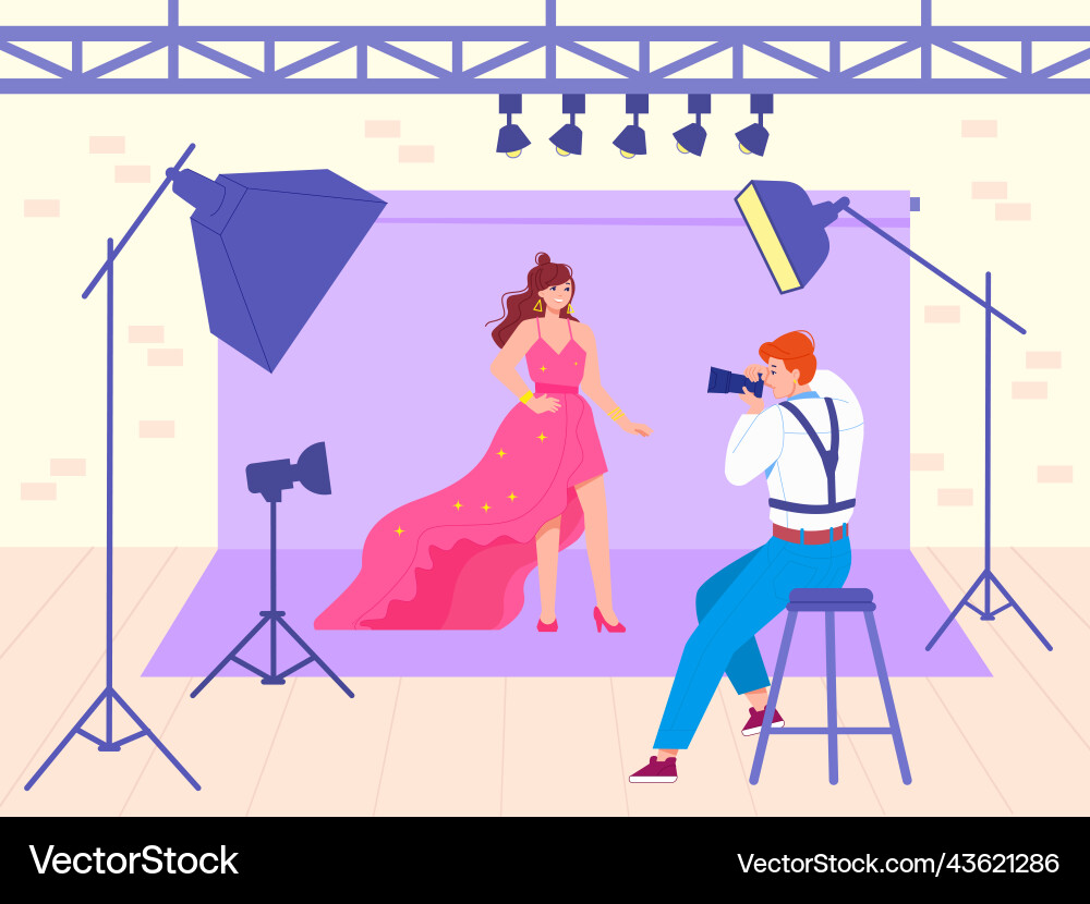 Photographer shooting model casting photo models Vector Image
